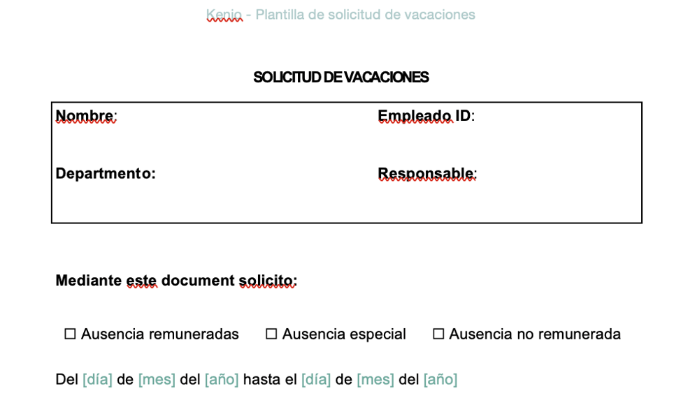 Plantilla solicitud vacaciones en excel