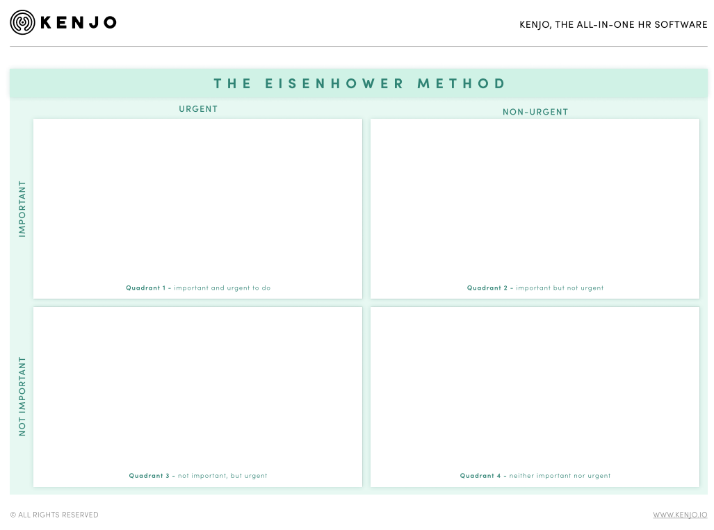 Free PDF download "Eisenhower Matrix Template" | Kenjo